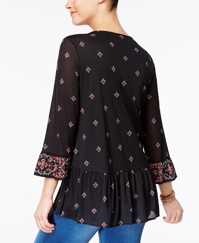 Style & Co Petite Embroidered Swing Top, Created for Macy's - Macy's