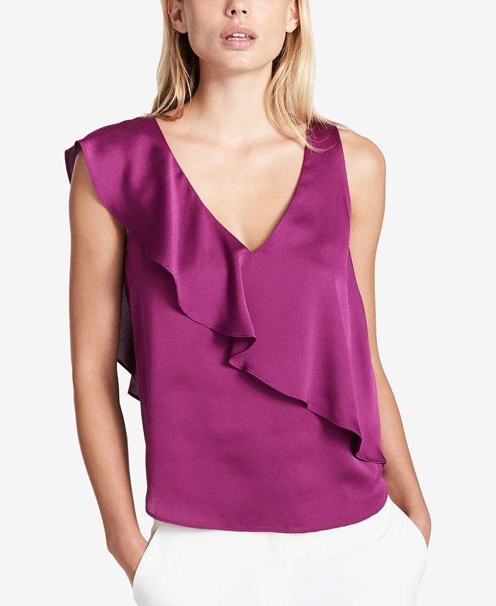 DKNY Asymmetrical Ruffled Top - Macy's