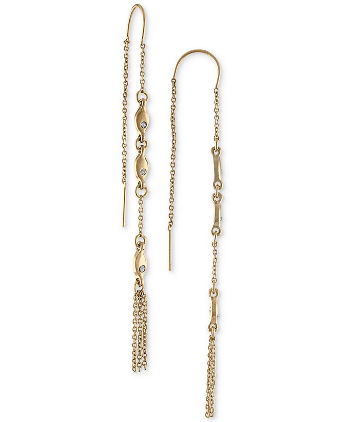 RACHEL Rachel Roy Gold-Tone Pavé Link & Chain Tassel Threader Earrings ...
