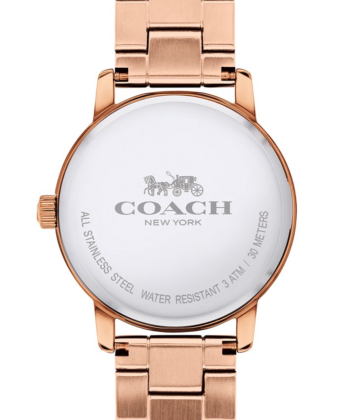 COACH Women's Grand Rose Gold-Tone Stainless Steel Watch 36mm - Macy's