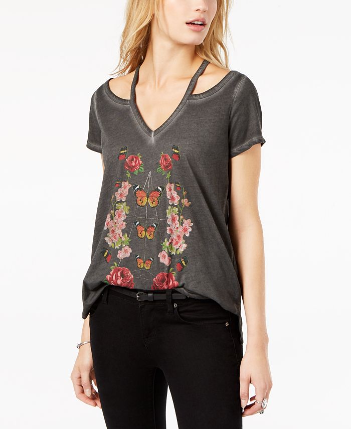 Lucky Brand Cutout Graphic T-Shirt - Macy's