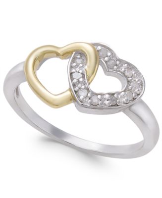Diamond Two-Tone Interwined Heart Ring (1/10 ct. t.w) in Sterling ...
