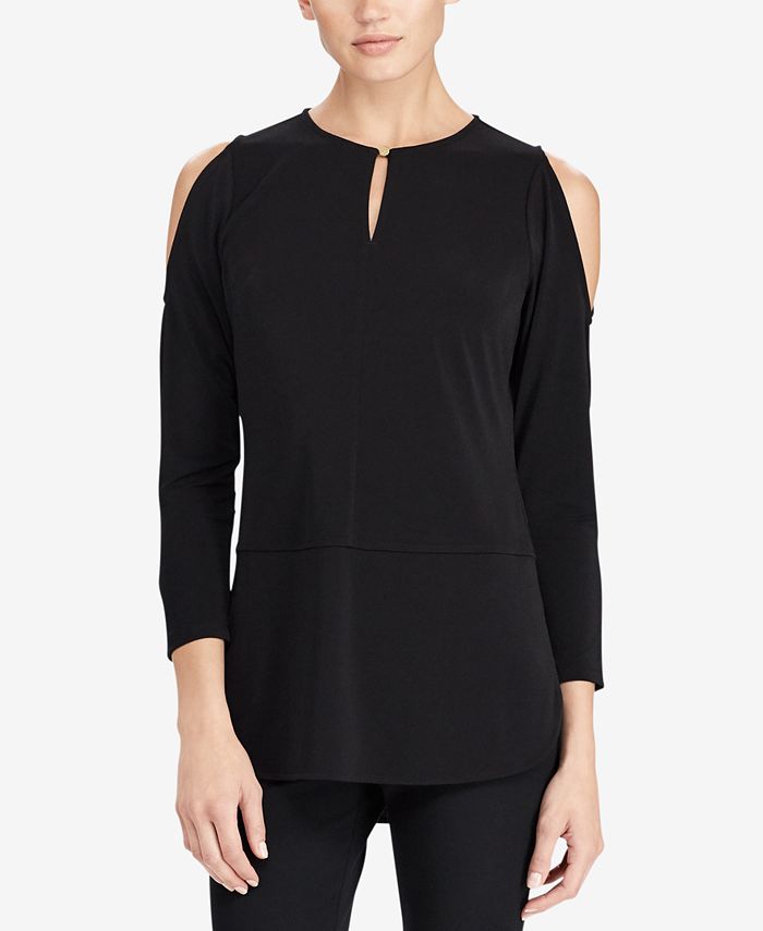 Lauren Ralph Lauren Cold-Shoulder Keyhole Top - Macy's