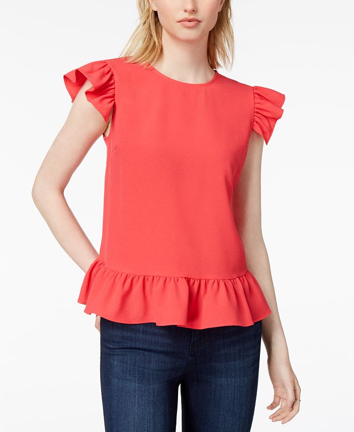 Maison Jules Ruffled Flutter-Sleeve Top, Created for Macy's - Macy's