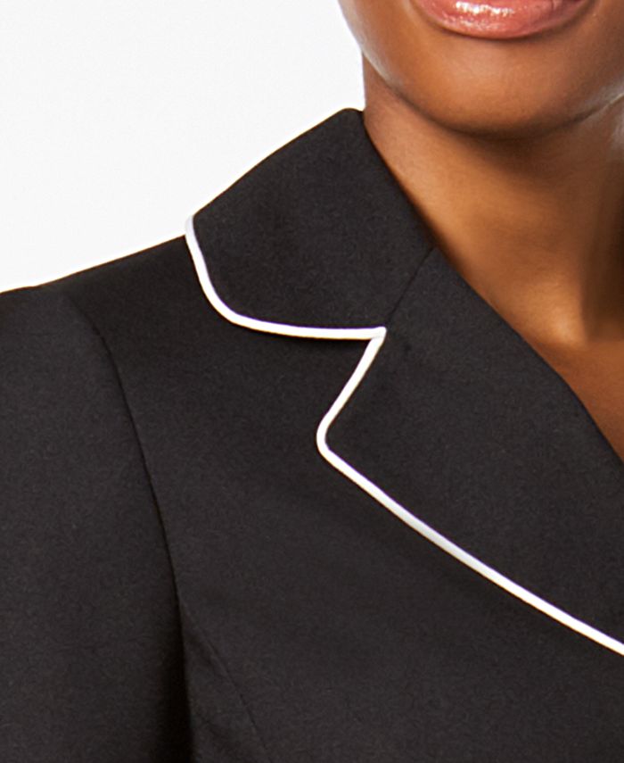 Le Suit Piped Three-Button Pantsuit - Macy's