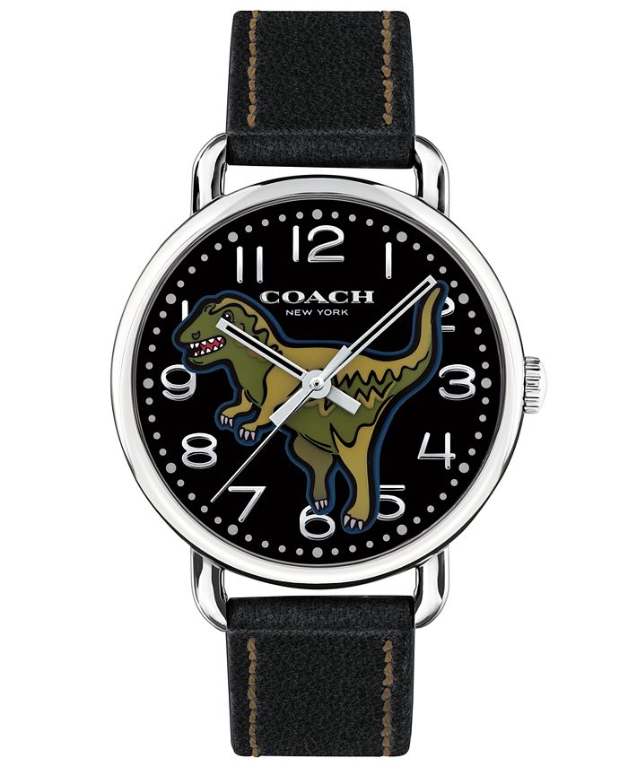 COACH Unisex Delancey & Rexy Black Leather Strap Watch 40mm - Macy's