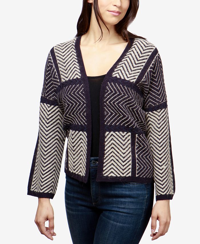 Lucky Brand Open-Front Colorblocked Cardigan - Macy's