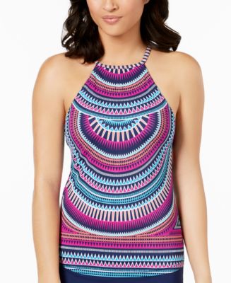JAG Printed High-Neck Racerback Tankini Top - Macy's
