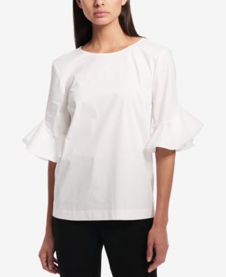 Calvin Klein Ruffle-Cuff Top - Macy's