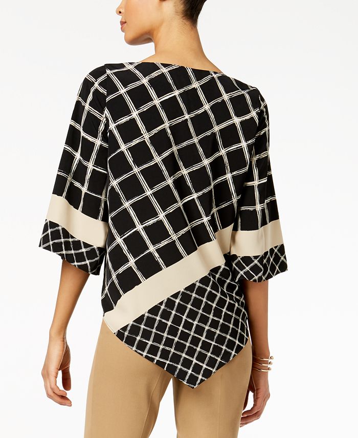 Alfani Petite Printed V-Hem Top, Created for Macy's - Macy's