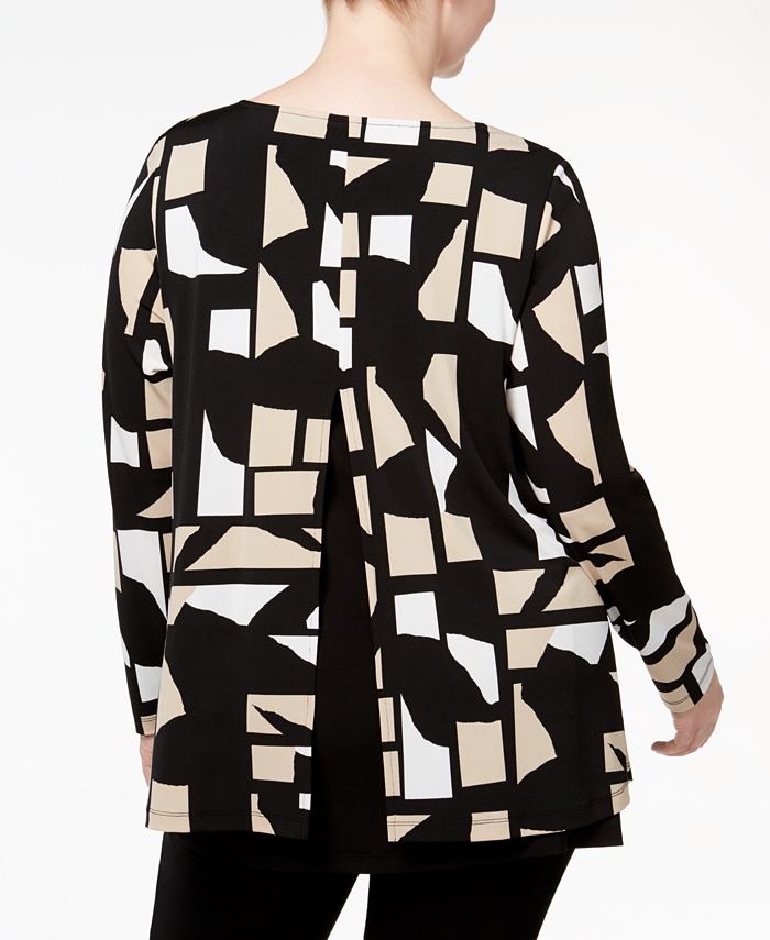 Alfani Plus Size Printed Split-Back Tunic, Created for Macy's - Macy's