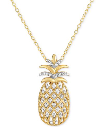 Diamond Pineapple Pendant Necklace (1/4 ct. t.w.) in 14k Gold over ...