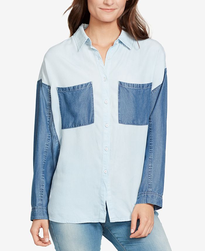 WILLIAM RAST Colorblocked Chambray Shirt - Macy's