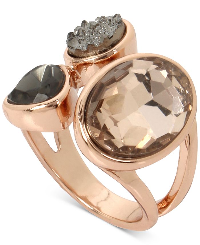 Kenneth Cole Rose Gold-Tone Tri-Stone Ring - Macy's