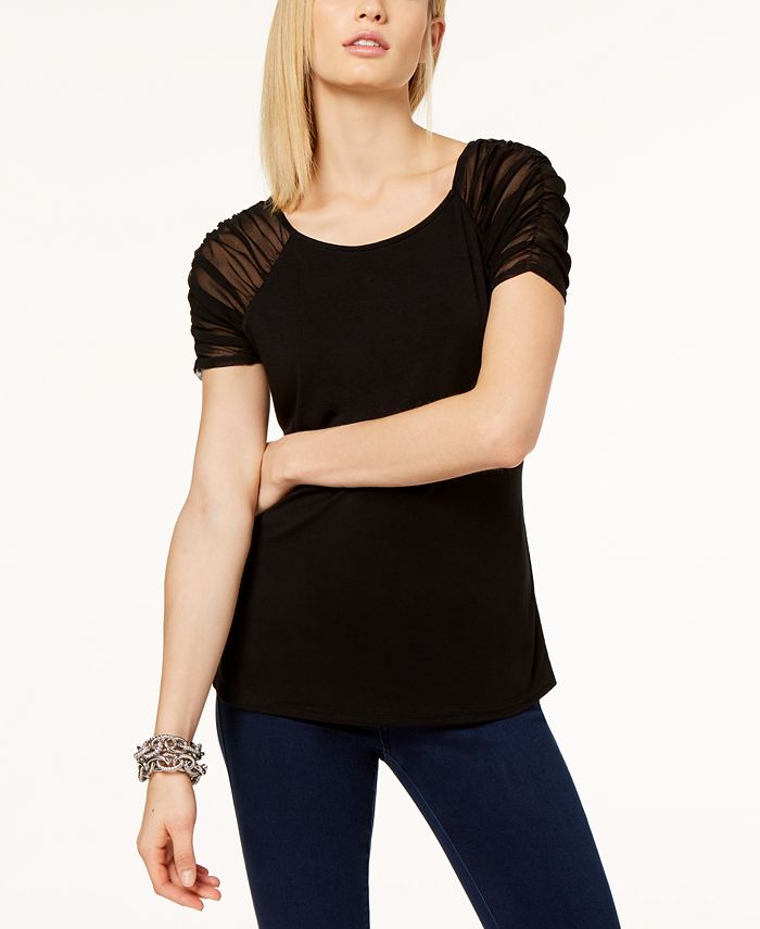 INC International Concepts INC Ruched Illusion-Sleeve Top, Created for ...