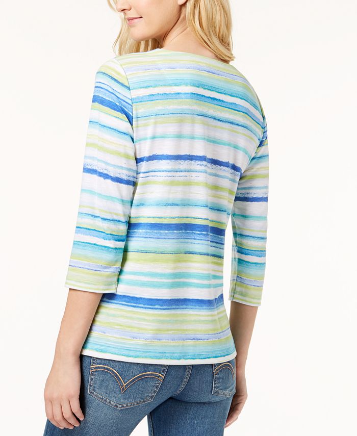 Alfred Dunner Petite Bonita Springs Watercolor Embellished Top - Macy's