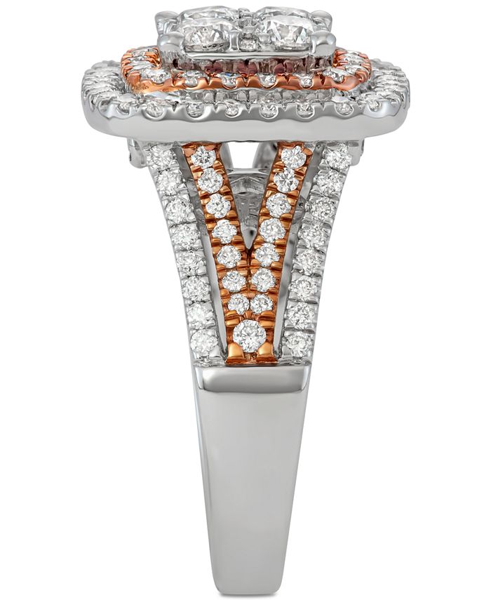 Centennial Diamond Two-Tone Halo Cluster Engagement Ring (2 ct. t.w ...