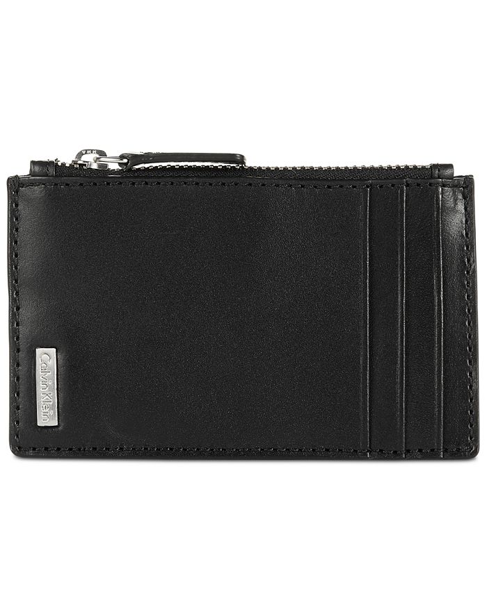 Calvin Klein Men's Smooth Shine Zip Leather Card Case - Macy's