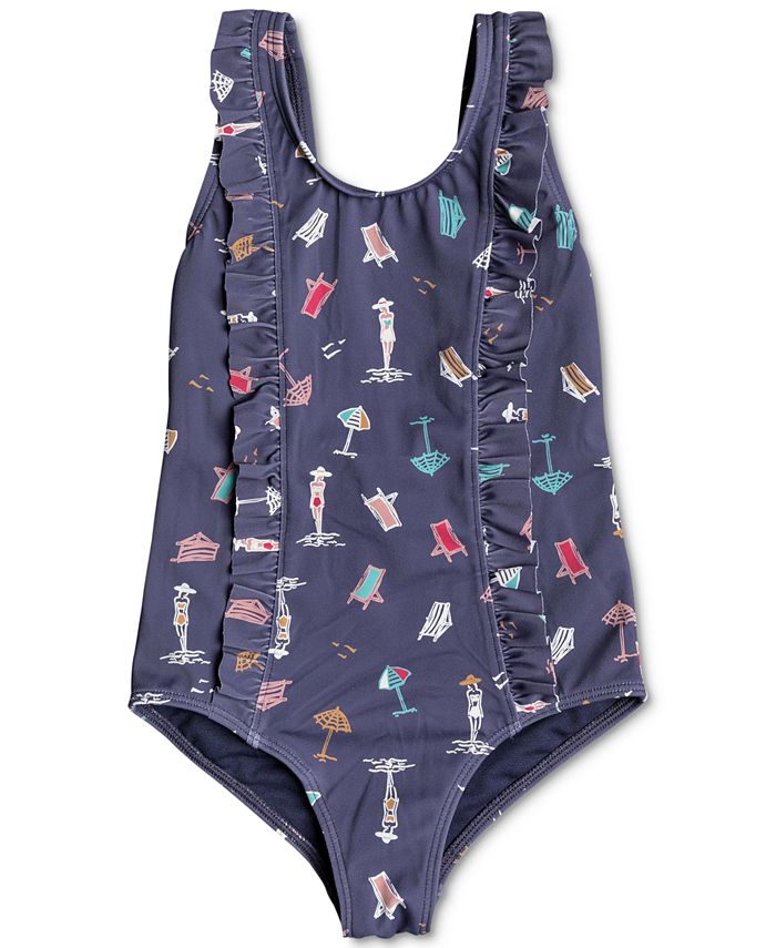 Roxy 1-Pc. Ruffle-Trim Printed Swimsuit, Toddler Girls - Macy's