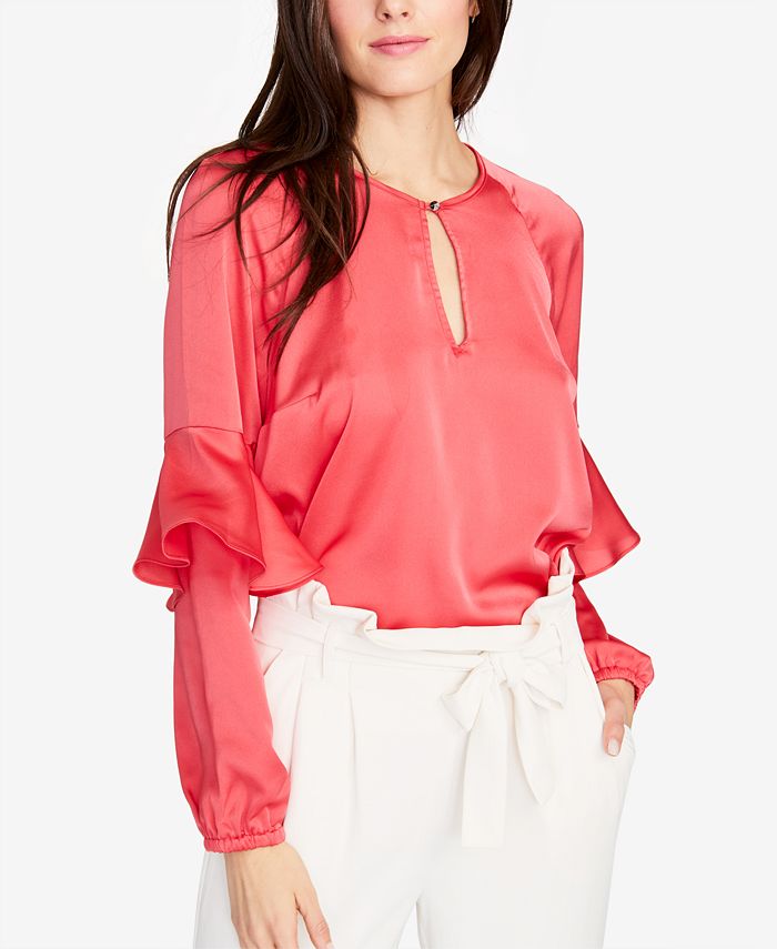 RACHEL Rachel Roy Ruffled Keyhole Blouse, Created for Macy's - Macy's