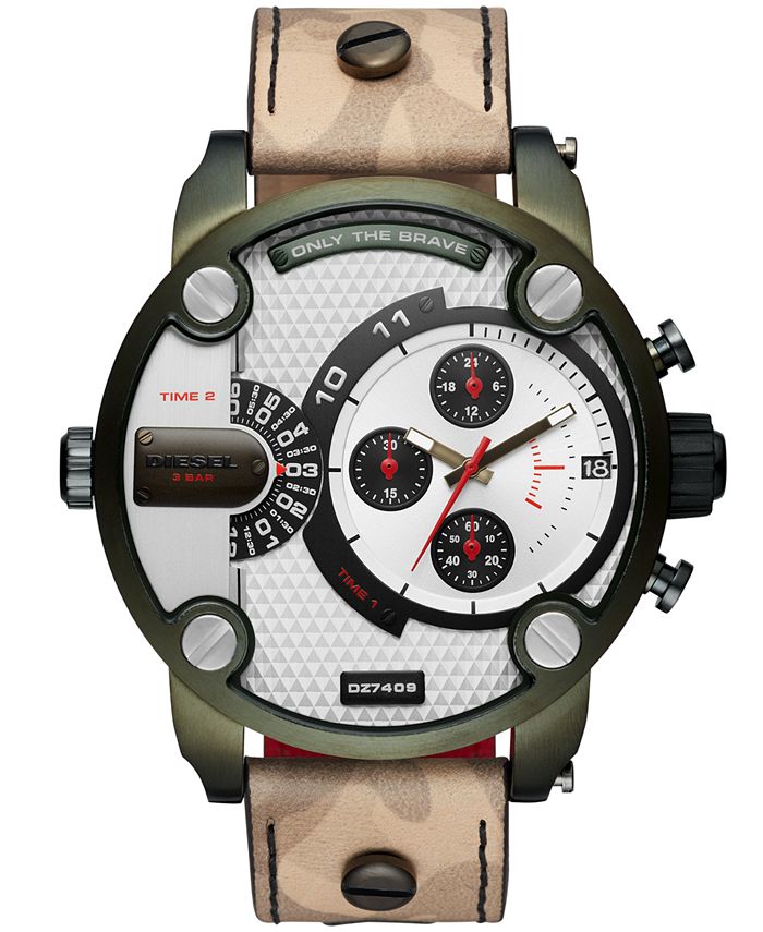 Diesel Men's Little Daddy Camo Leather Strap Watch 52mm - Macy's