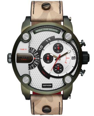 Diesel Men's Little Daddy Camo Leather Strap Watch 52mm - Macy's