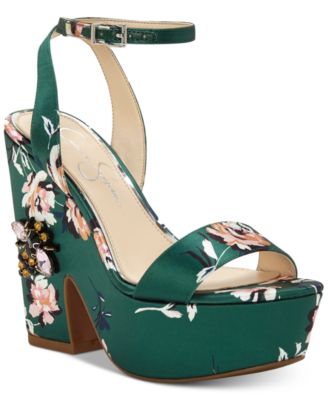 Jessica Simpson Carena Satin Sculpted Wedge Sandals - Macy's