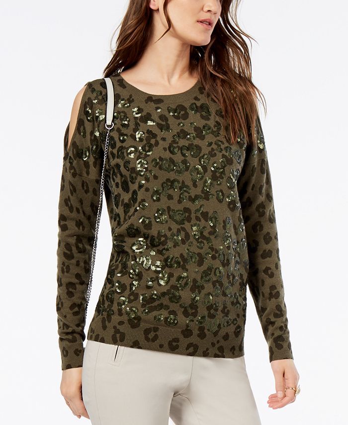 INC International Concepts I.N.C. Petite Split-Sleeve Sequined Sweater ...