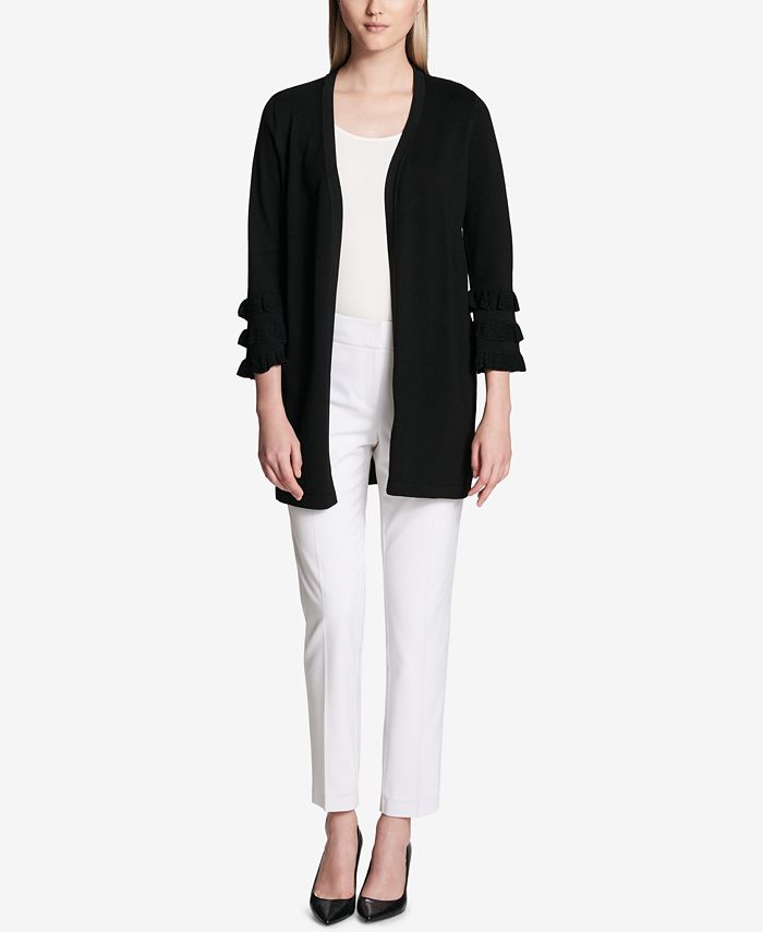 Calvin Klein Tiered-Sleeve Open-Front Cardigan - Macy's