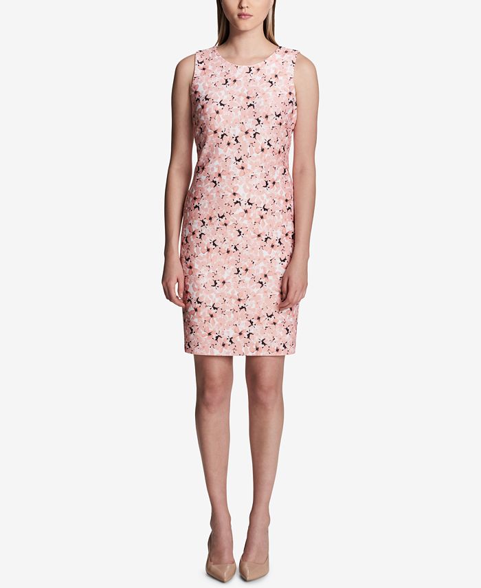 Calvin Klein Printed Sleeveless Sheath Dress - Macy's
