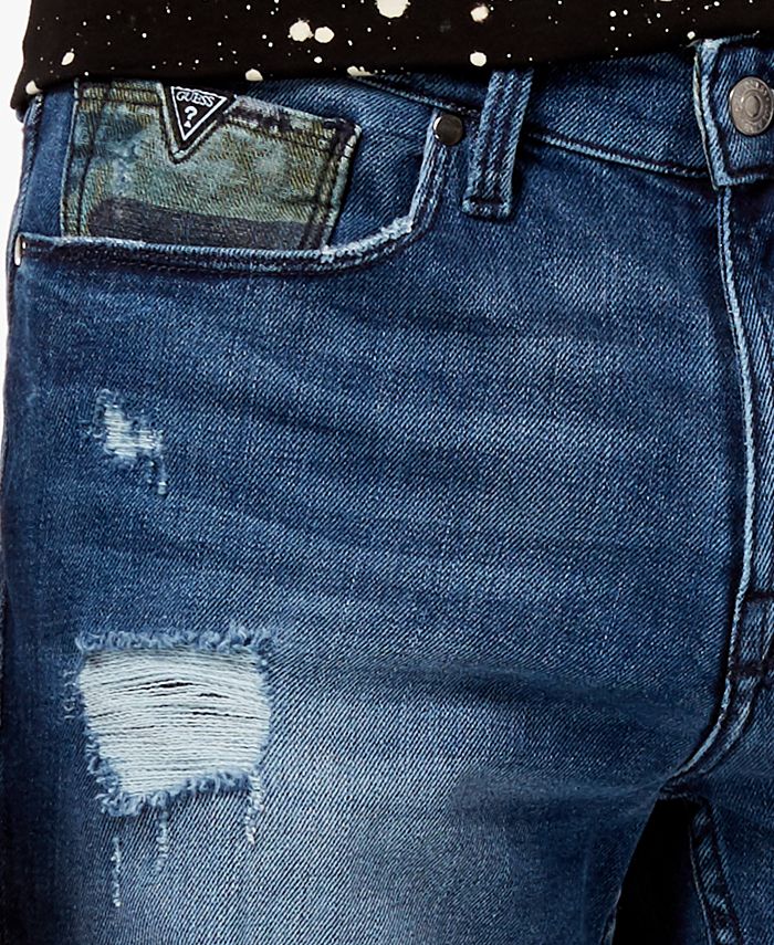 GUESS Men's Slim Tapered Fit Stretch Ripped Jeans - Macy's