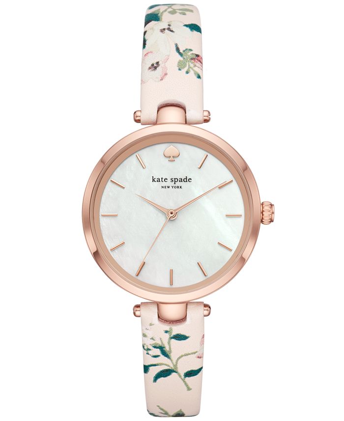 kate spade new york Women's Holland Pink Floral Leather Strap Watch ...