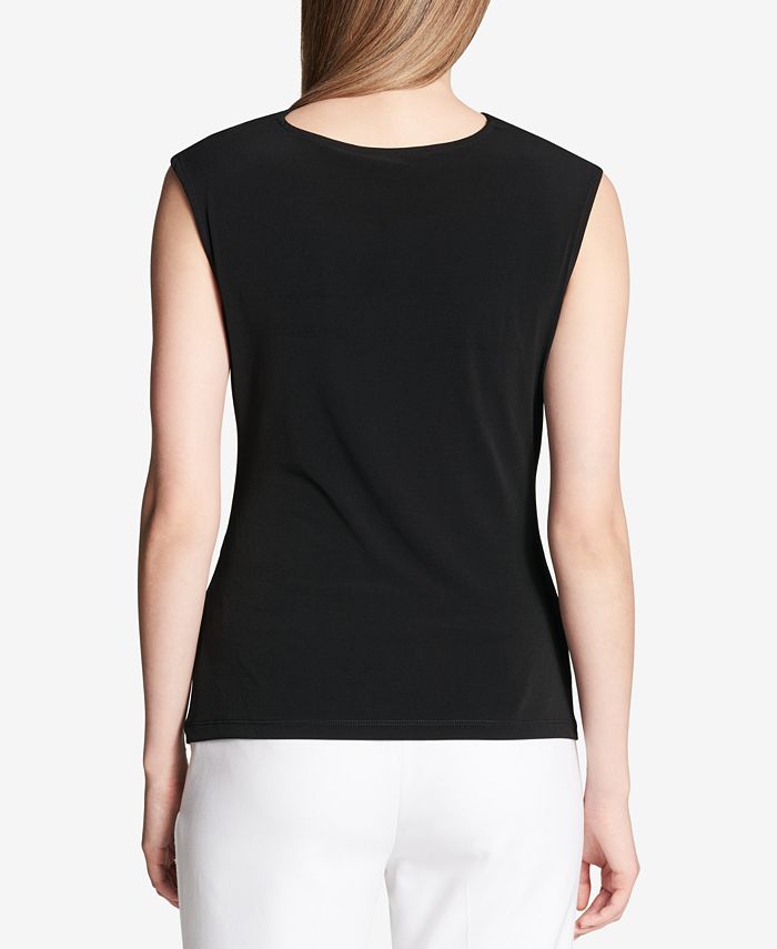 Calvin Klein Ruched Hardware-Embellished Top - Macy's