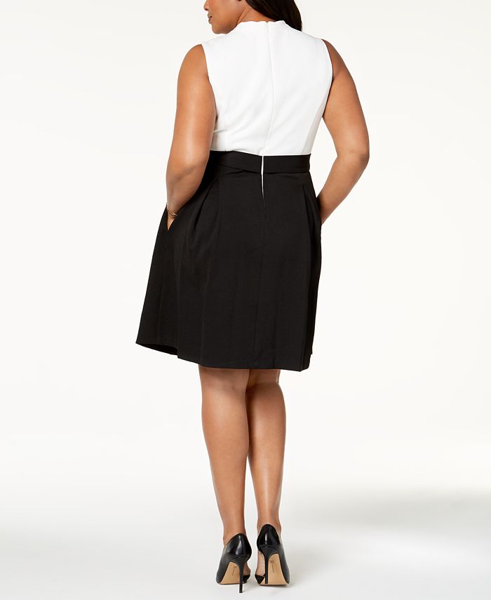 Ellen Tracy Plus Size Belted Colorblocked Dress - Macy's