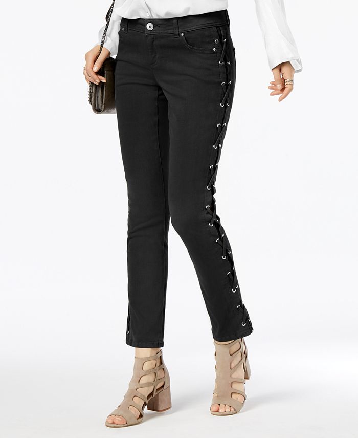 INC International Concepts I.N.C. Curvy-Fit Lace-Up Skinny Jeans ...