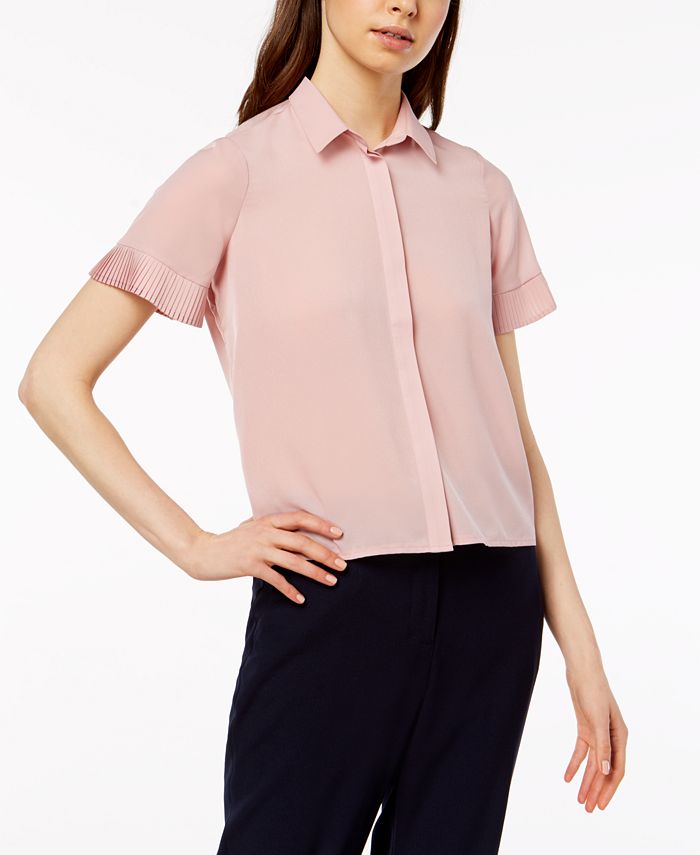 French Connection Pleated-Cuff Blouse - Macy's