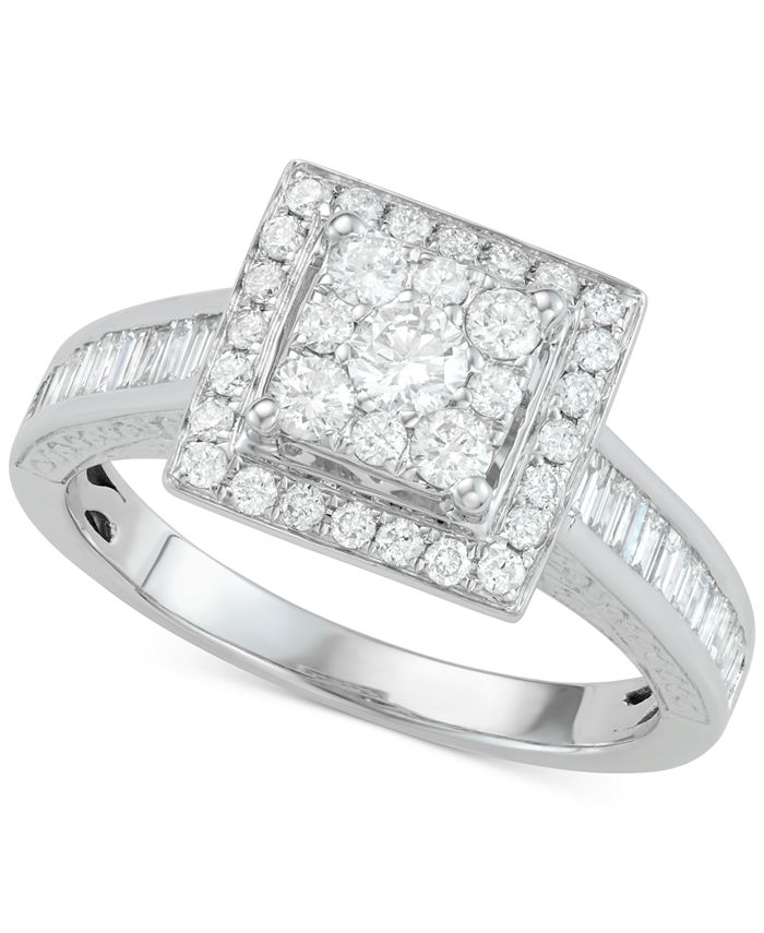 Centennial Diamond Square Cluster Engagement Ring (1 ct. t.w.) in 14k ...