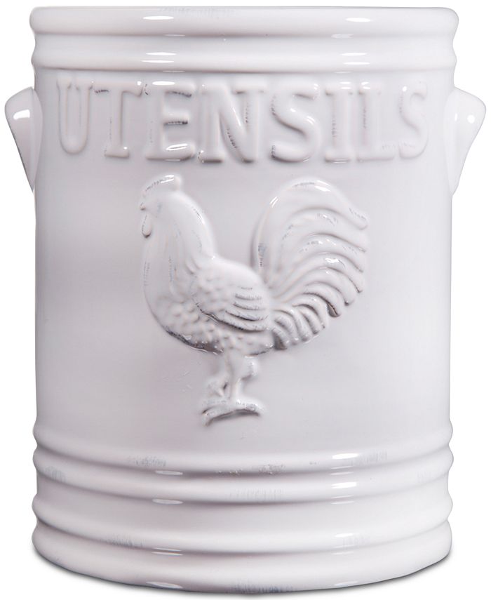 Home Essentials White Rooster Utensil Crock - Macy's