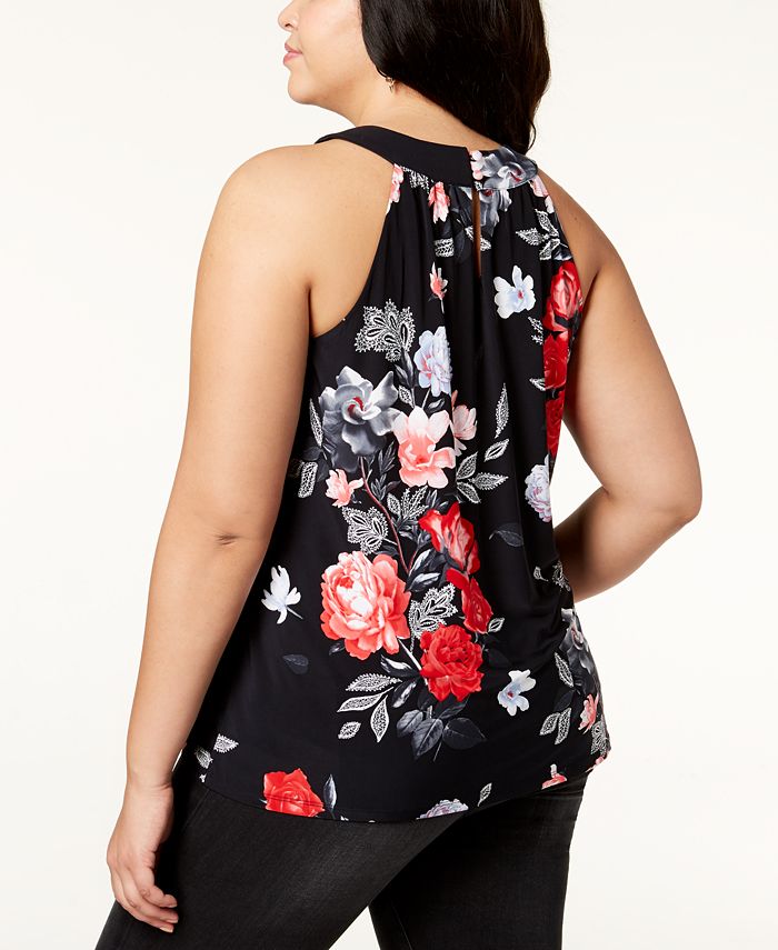 INC International Concepts I.N.C. Plus Size Printed Keyhole Halter Top ...