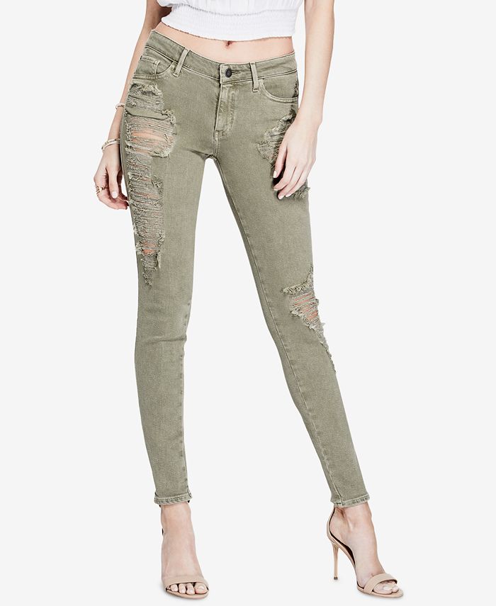 GUESS Ripped Curvy Skinny Jeans - Macy's