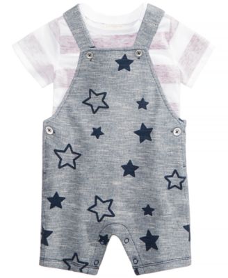 First Impressions 2-Pc. Striped T-Shirt & Star-Print Overall Set, Baby Boys, Created for Macy's ...