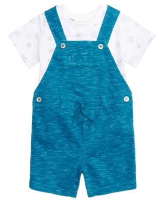 First Impressions 2-Pc. T-Shirt & Marled Overall Set, Baby Boys, Created for Macy's - Macy's