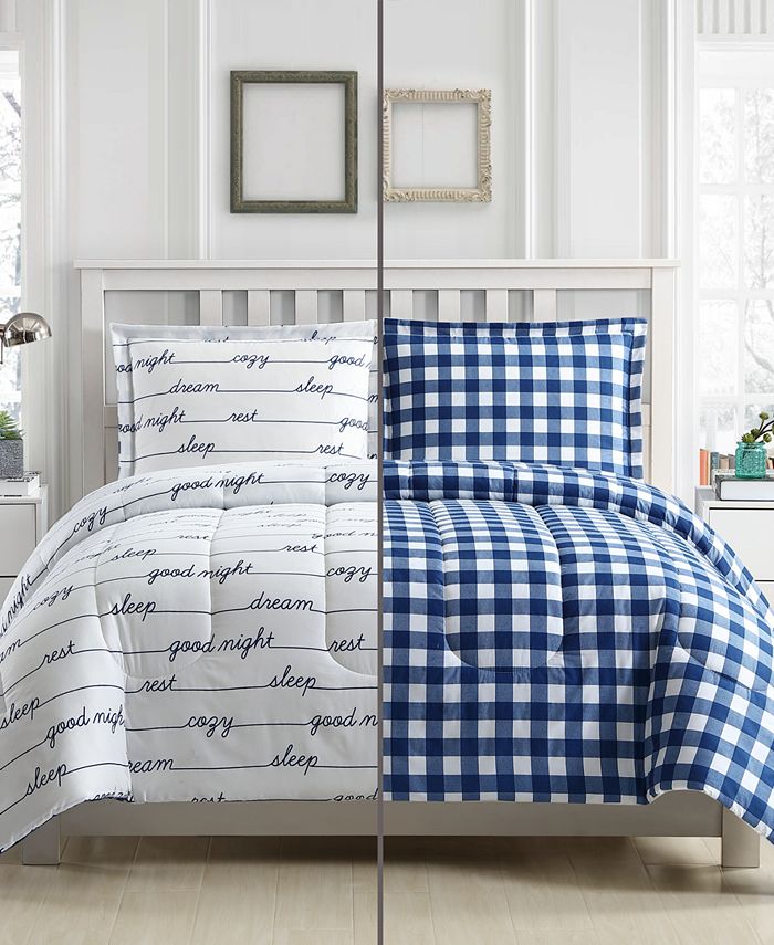 Ellison First Asia Gingham 3-Pc. Reversible Full/Queen Comforter Set ...