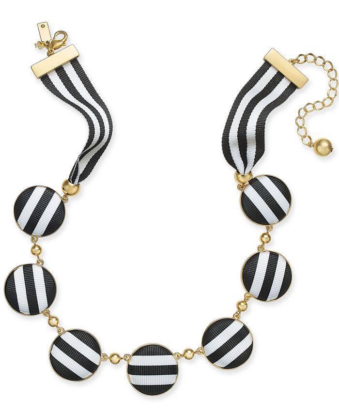 kate spade new york Gold-Tone Striped Stone & Ribbon Statement Necklace ...