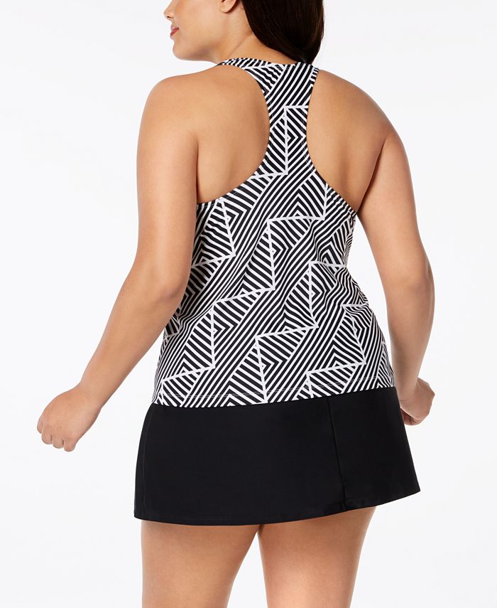 GO by Gossip Plus Size Labyrinth Racerback Tankini Top, Created for ...
