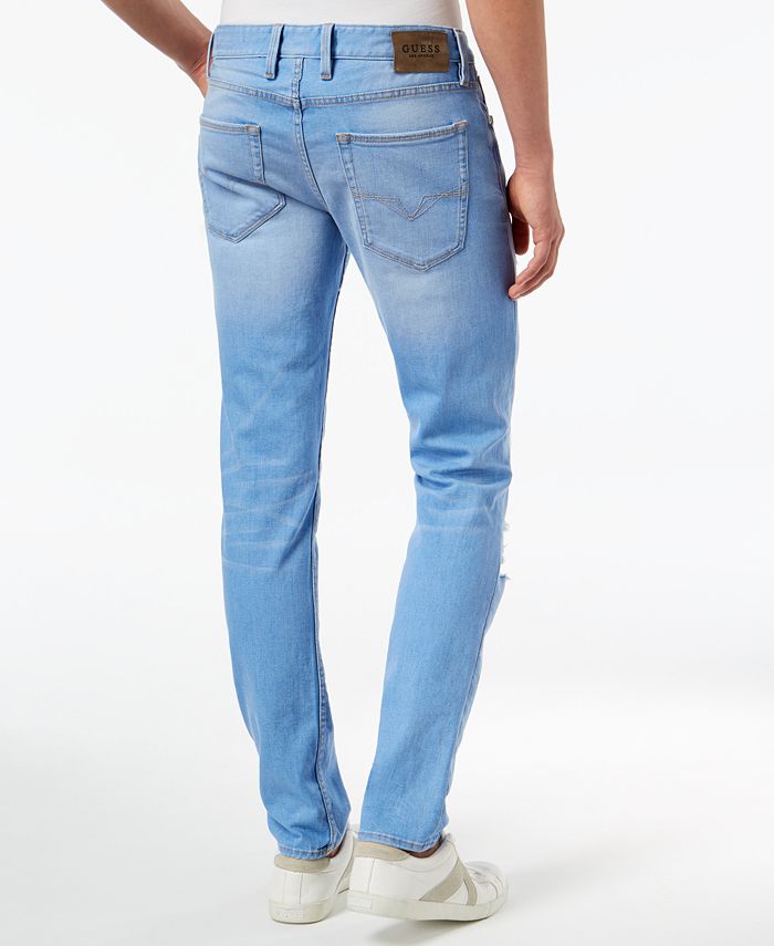 GUESS Men's Slim Tapered Fit Ripped Stretch Jeans - Macy's