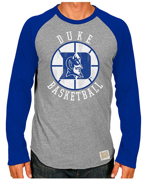 Retro Brand Men's Duke Blue Devils Team Logo Long Sleeve Raglan T-Shirt ...