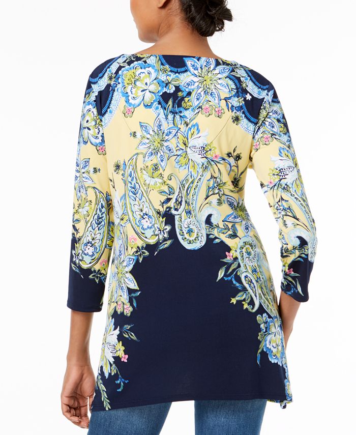 JM Collection Petite Printed Keyhole Tunic, Created for Macy's ...
