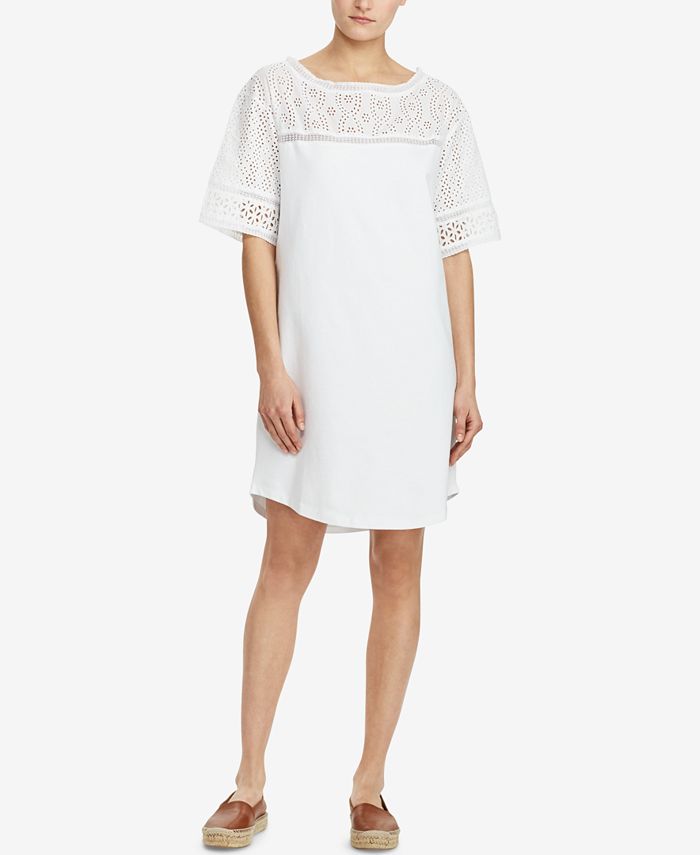 Lauren Ralph Lauren Petite Cotton Shift Dress - Macy's