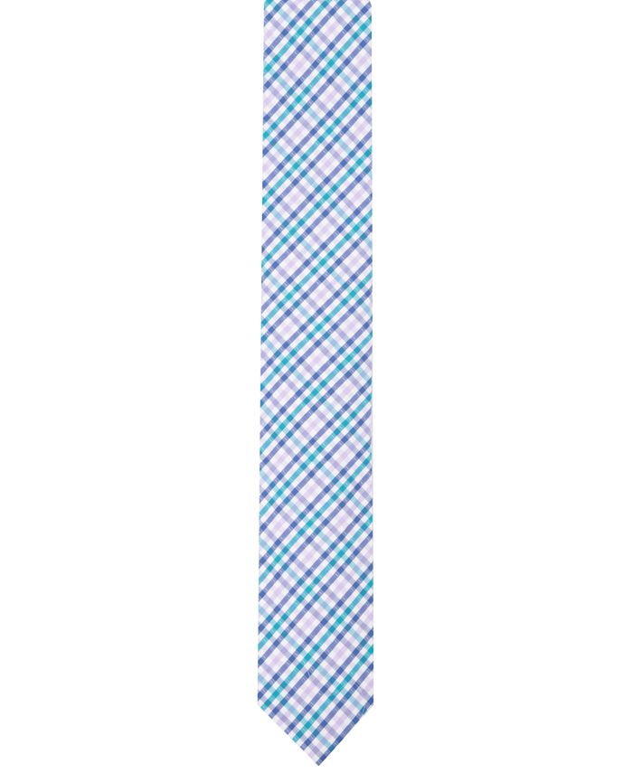 Bar III Men's Multi-Dobby Gingham Skinny Tie, Created for Macy's - Macy's